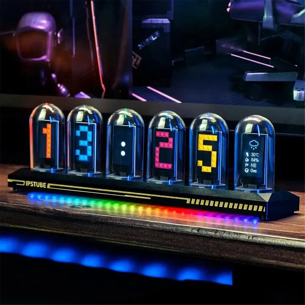 DIY светодиодные часы Nixie Tube RGB IPS с цветным экраном цифровые часы