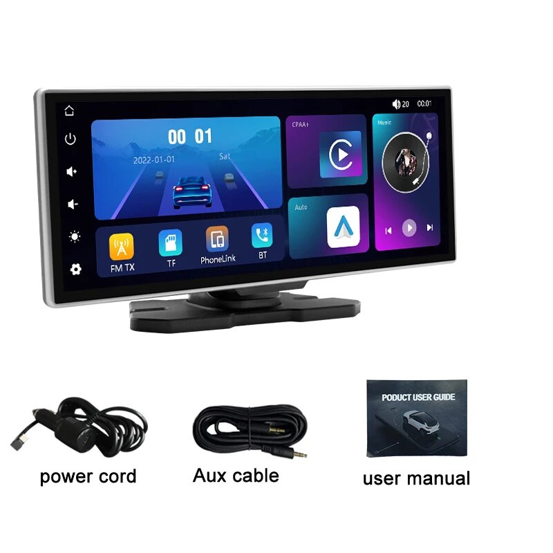 11,26-дюймовый портативный беспроводной экран CarPlay, мультимедийный видеоплеер, радио FM Wi-Fi, совместимый с Android Auto и Apple CarPlay, 11.26 inch Only