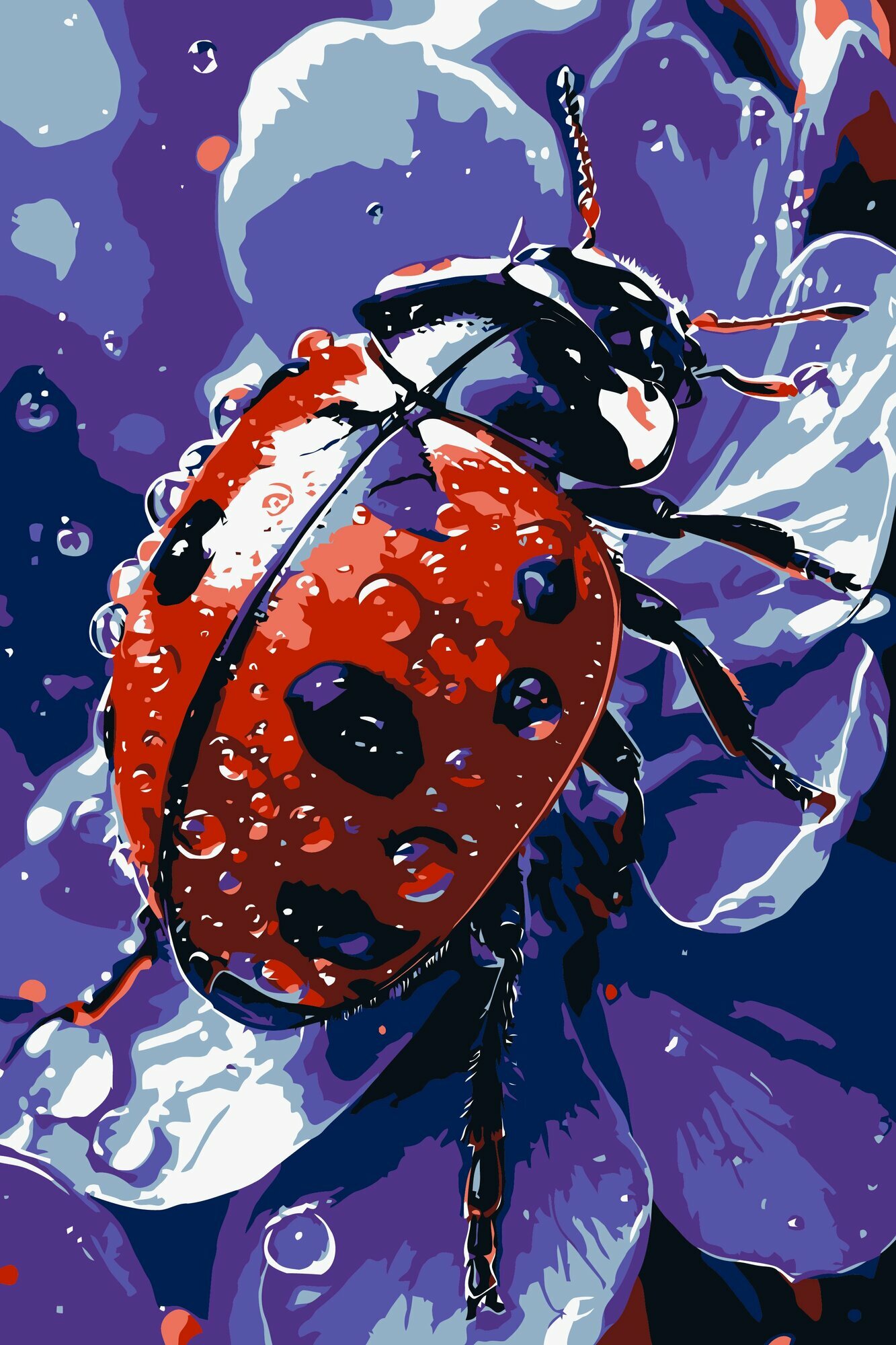 Детская картина по номерам E3407 "Насекомые- Божья коровка" 20x30