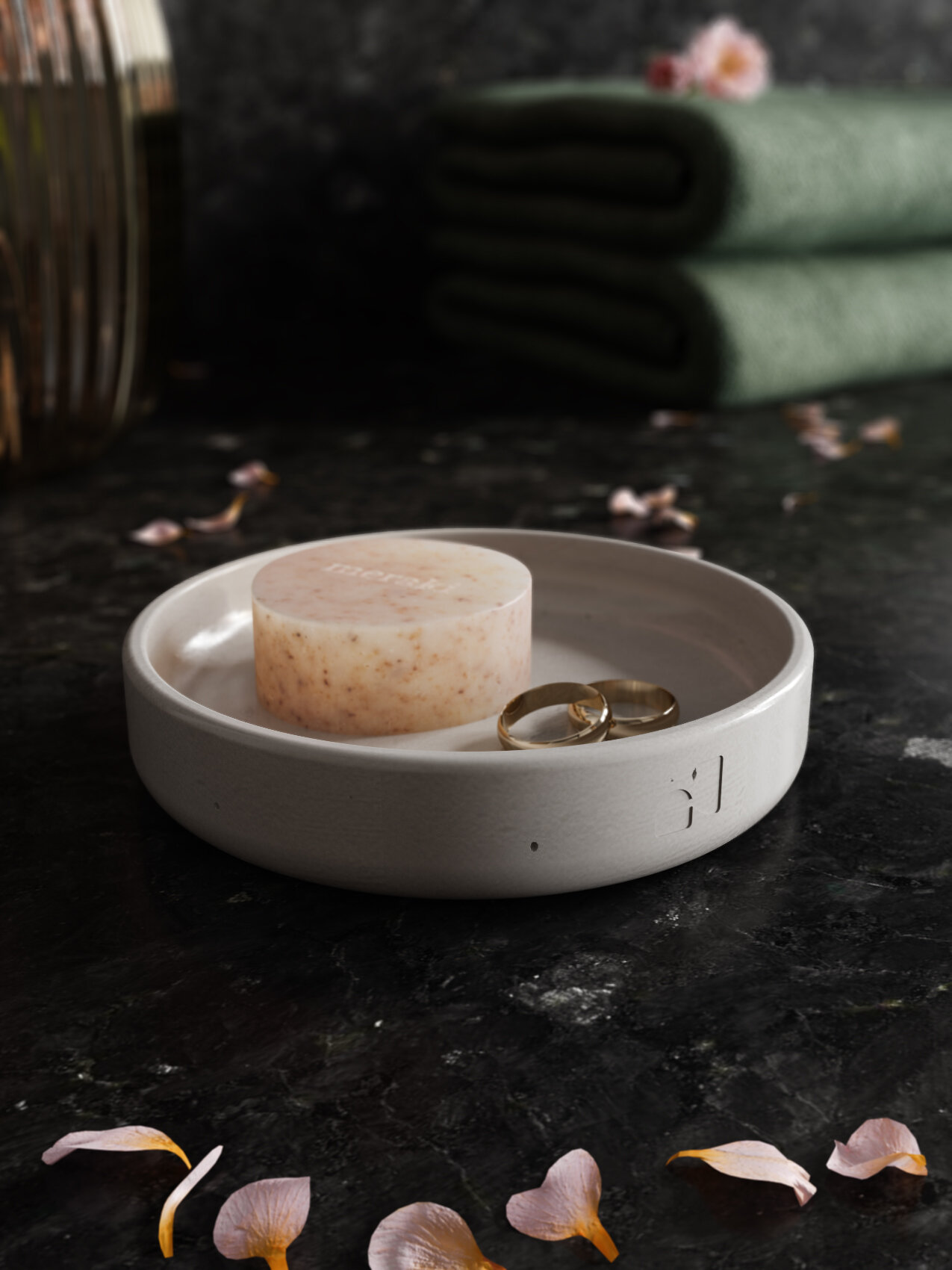 Интерьерная посуда для кухни и гостиной. Декоративная поднос - подставка 11х11 см. Bordeaux circle XS серая глянцевая.