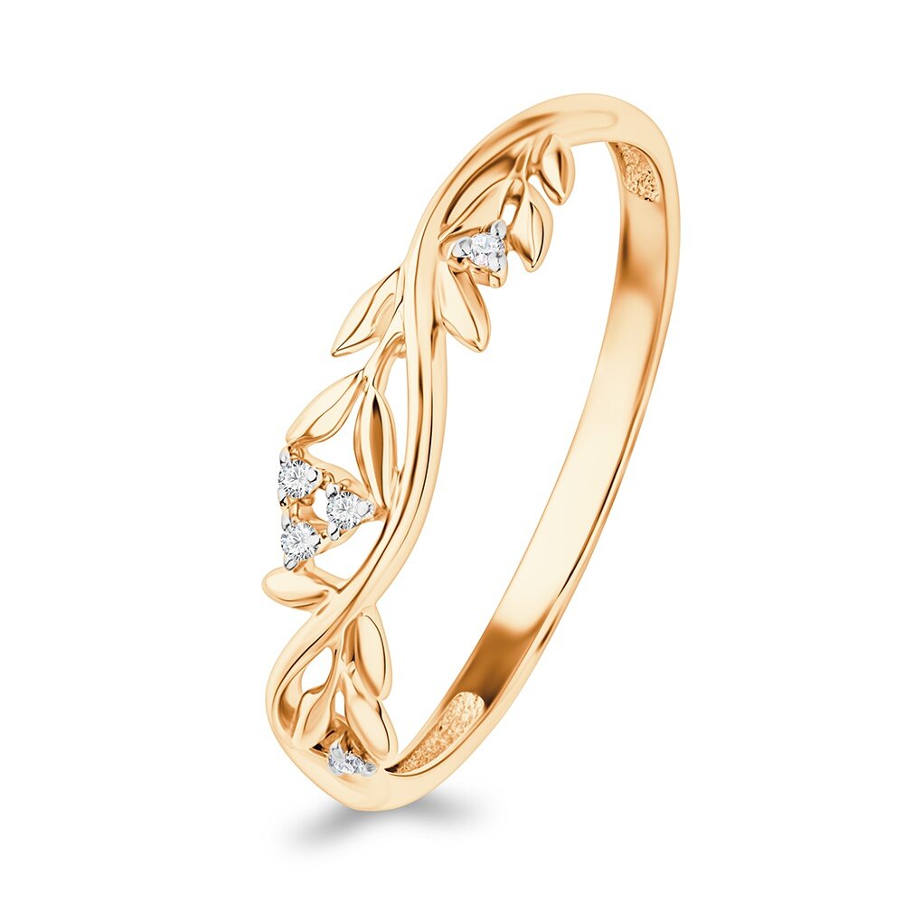 Кольцо, красное золото, 375 проба, родирование, фианит