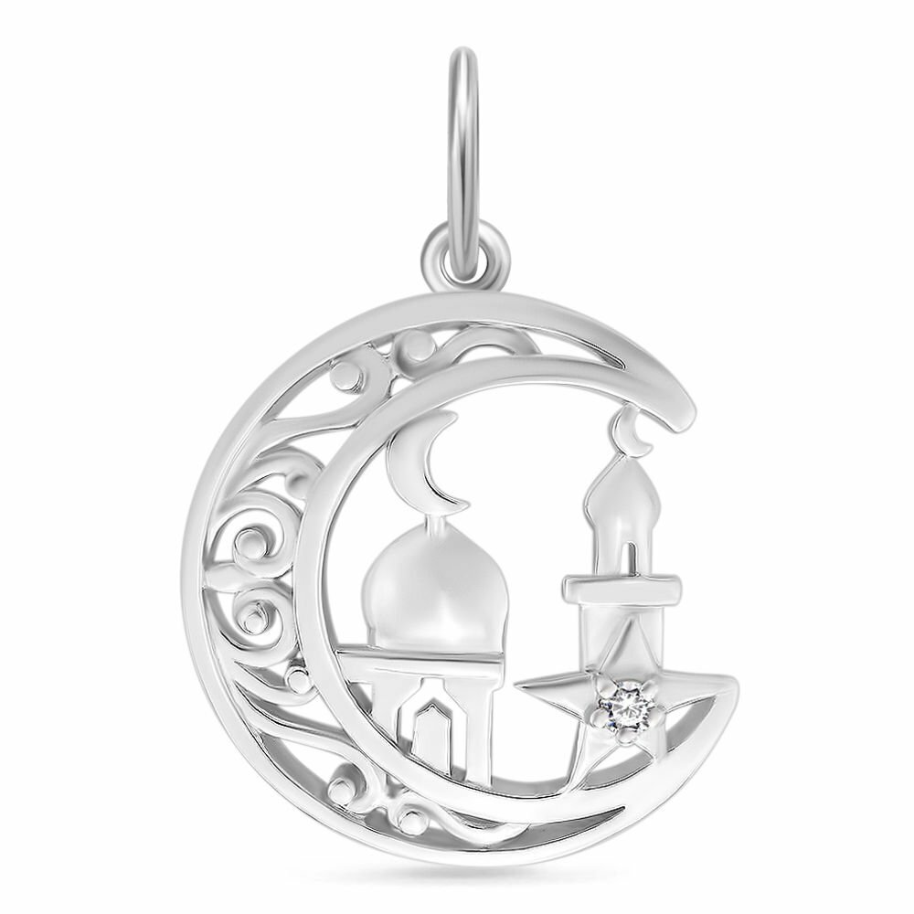 Подвеска 585GOLD, серебро, 925 проба, родирование, фианит