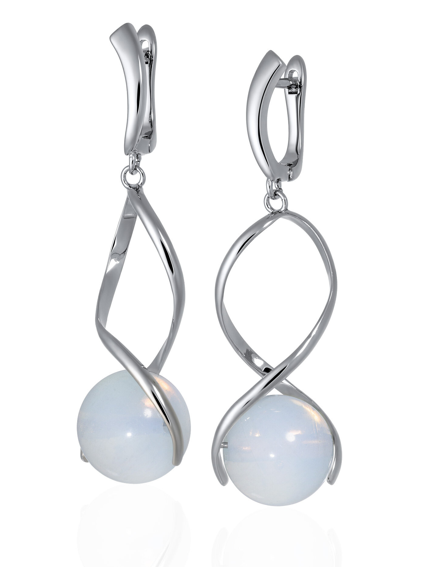 Серьги с подвесками, лунный камень