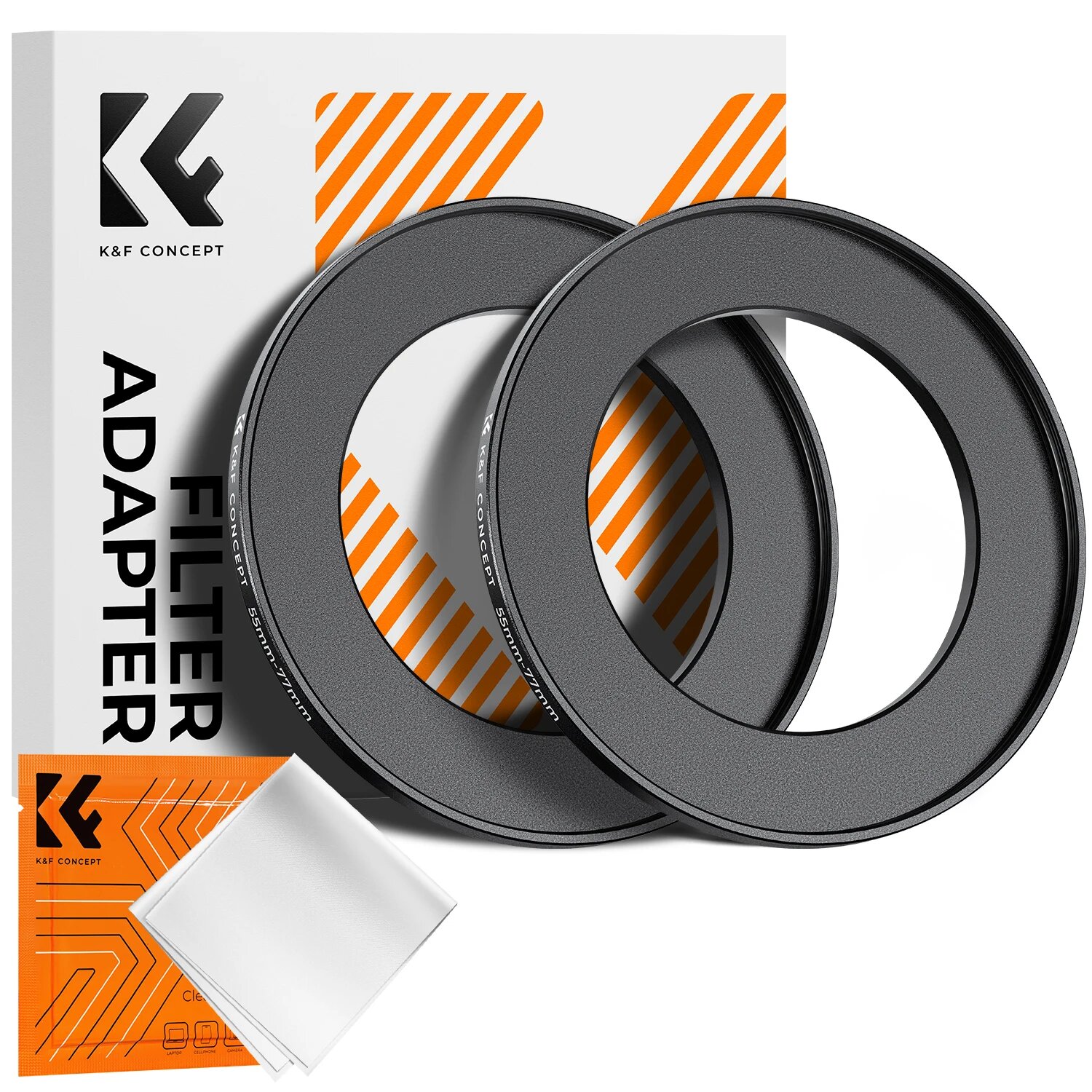 K&F CONCEPT Адаптер кольца фильтра 55-77мм, 2шт