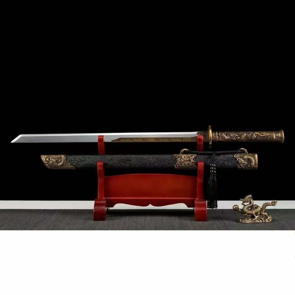 Древние китайские мечи, 100см, закаленная сталь, HRC58, подставка в подарок, бронзовый