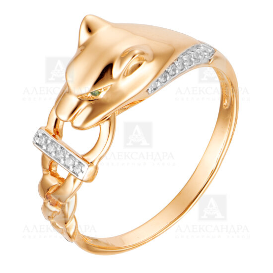 Кольцо, золото, 585 проба, фианит