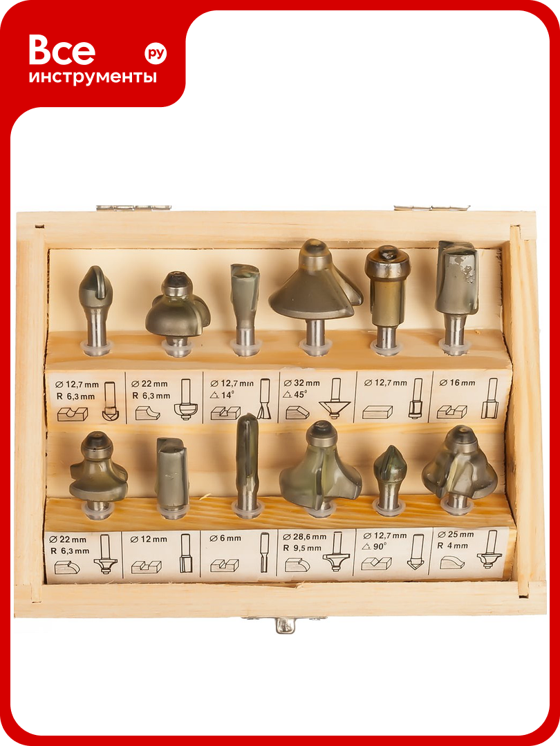 Набор фрез (12 шт; хвостовик 6 мм) по дереву STAYER 2992-H12 эффективной работы