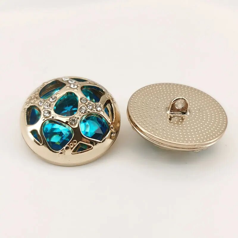6 шт. синие пуговицы с камнями 18mm