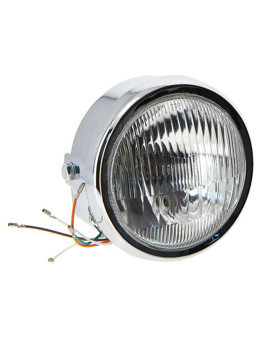 Фара головного света в сборе (круглая, хром) для мопеда Китаец DELTA (Дельта)