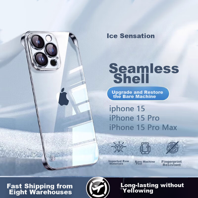 POZZO [Yellowing Package Compensation] IPhone 15 Pro Case, IPhone 15 Pro Protective Cover, Shockproof, Anti-Fingerprint, Ultra-Thin, Borderless, Bare Phone Feel, Lens Protection, Fully Transparent