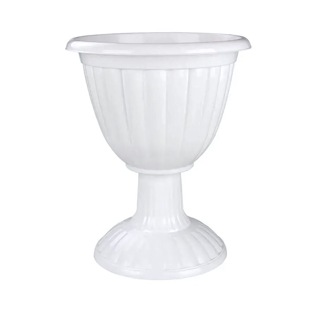 Вазон 'Жасмин' 12л на высокой ножке, белый, пластик, устойчивое основание