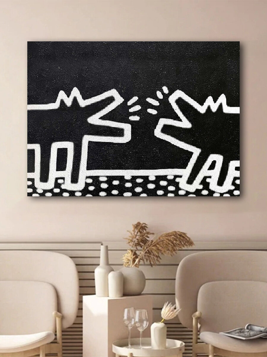 Поп арт картина / горизонтальная - Кит Харинг, картина 30х40 см.