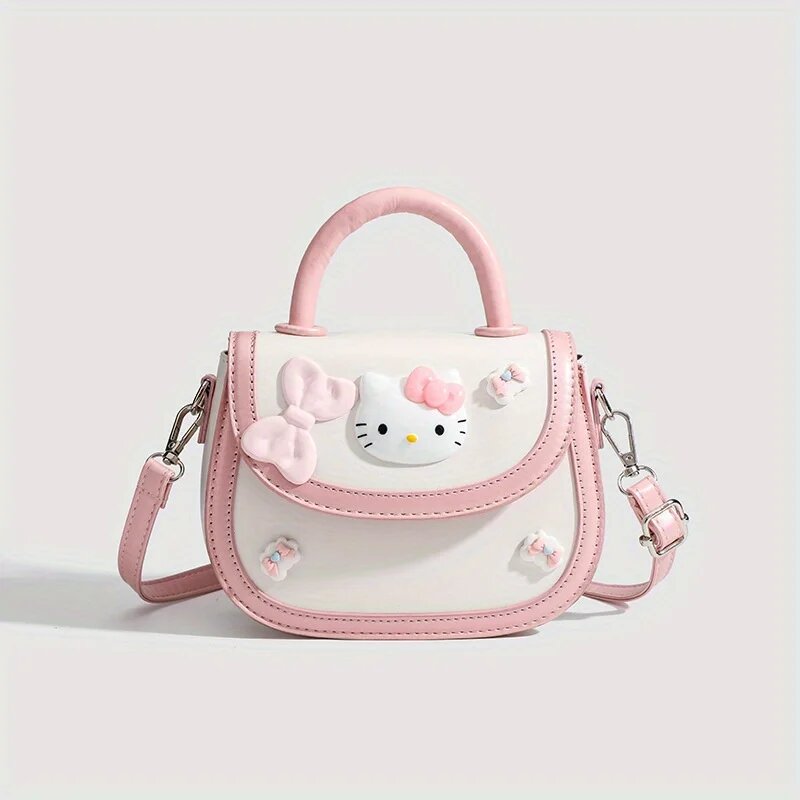 Miniso Sanrio Bag New Mini Mini Saddle Bag Dopamine Pink Kt Кошка сумочка поперечного плеча сумки для плеча, pink, SKU02903