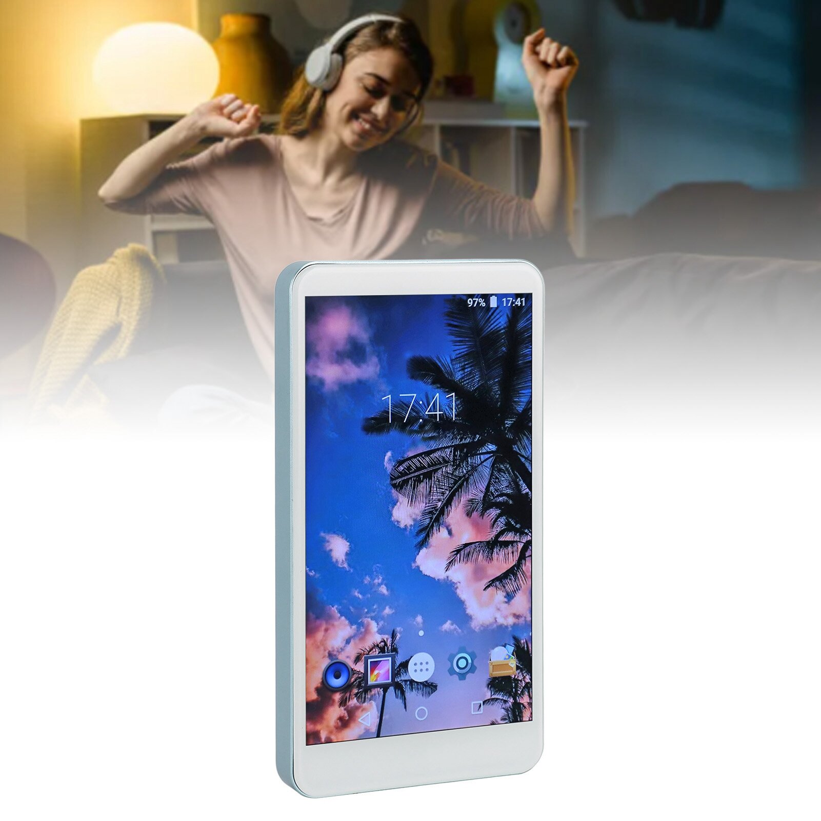 MP4-плеер со стилусом 1920x1080 5,0-дюймовый сенсорный экран IPS Шумоподавление Поддержка музыки Видео Фото WiFi Bluetooth 5.0 FM-радио Электронная книга для Android Синий 256 ГБ Расширение