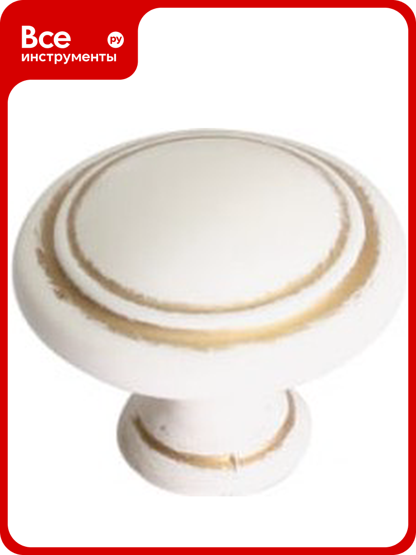 Ручка‑кнопка Giusti, отделка молочная с золотой патиной WPO.2025Y.30. M00V7, круглая форма, накладной монтаж