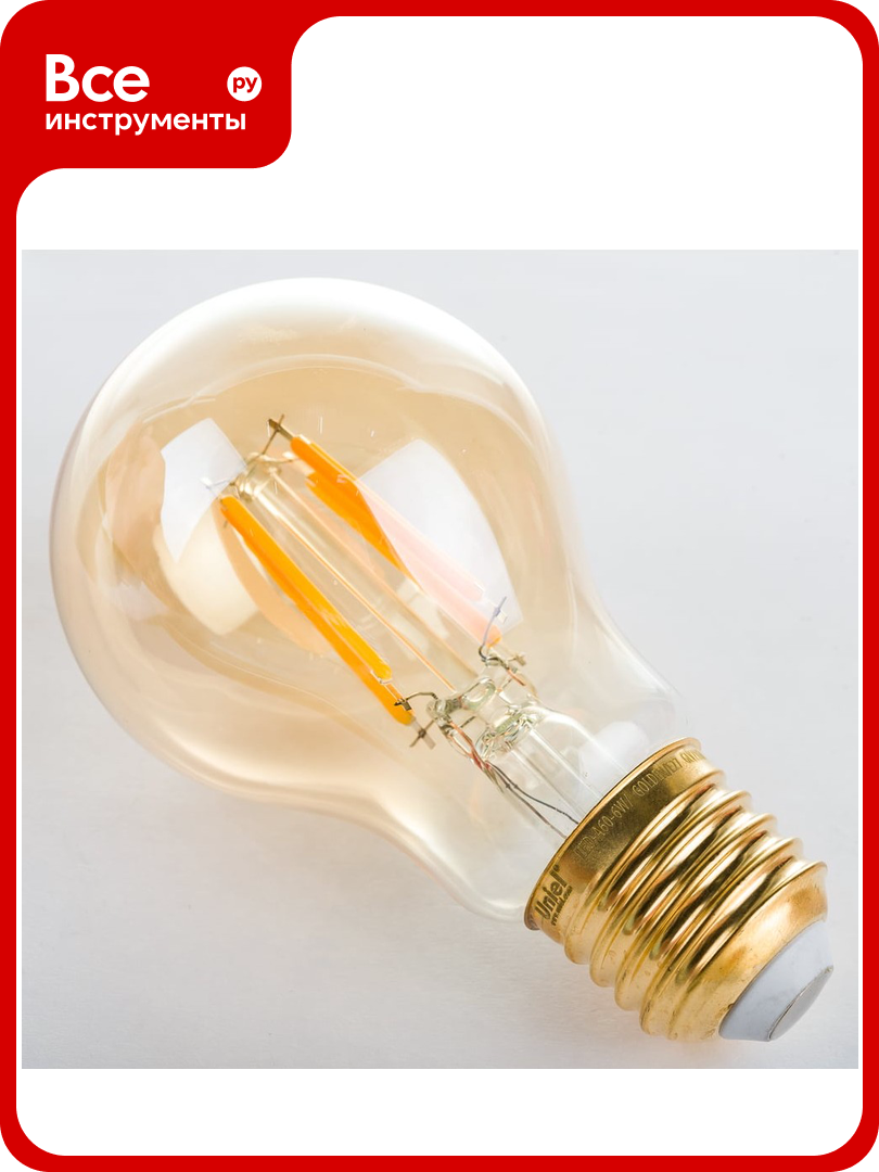 Светодиодная лампа Uniel GLV21GO Vintage. Форма A, золотистая колба LED-A60-6W/GOLDEN/E27 UL-00002355