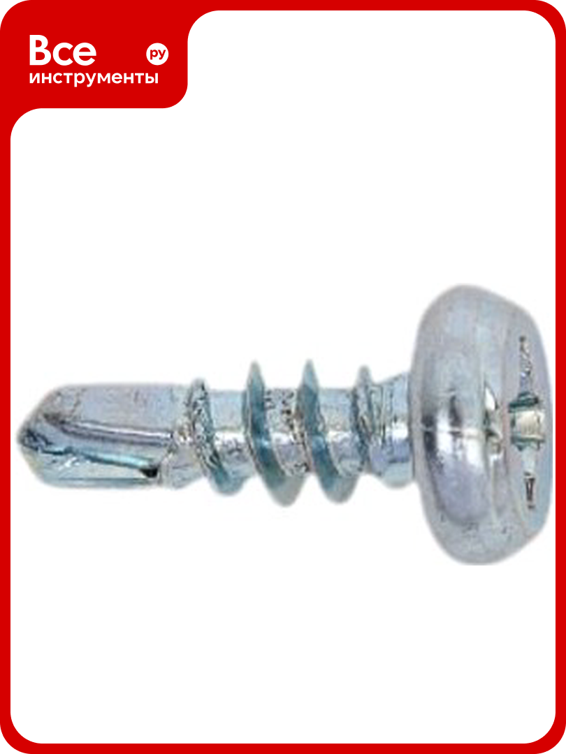 Саморез клоп белый сверло 3,8х11, 1000 шт. 430301 БК, оцинкованный сталь, полуцилиндрическая головка, Phillips шлиц
