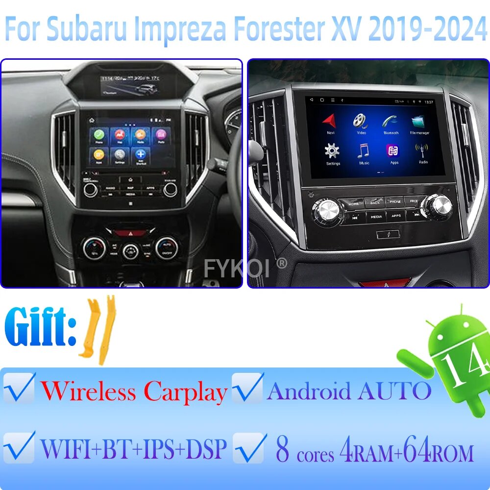 С портом зарядки Type-C Android 15, для Subaru Impreza Forester XV 2019-2024, 8Core 4G-64G