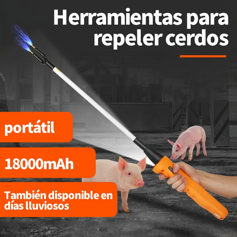 Погонялка для скота аккумуляторная/ Электропогонялка для свиней, овец, крупного рогатого скота / Электрохлыст для управления животными