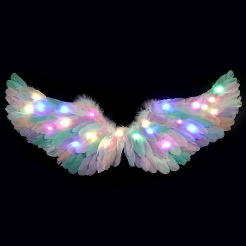 Ангел со светящимися крыльями из перьев, реквизит для костюмов-средний цвет, светящийся