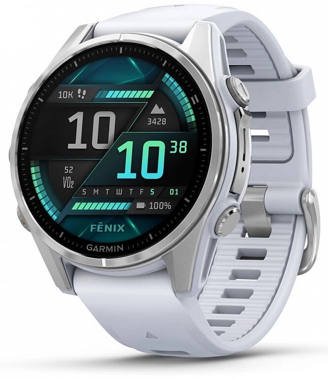 Смарт-часы Garmin Fenix 8 43мм 1.3" AMOLED корп. серебристый рем. белый разм. брасл:108-182мм (010-02903-00)