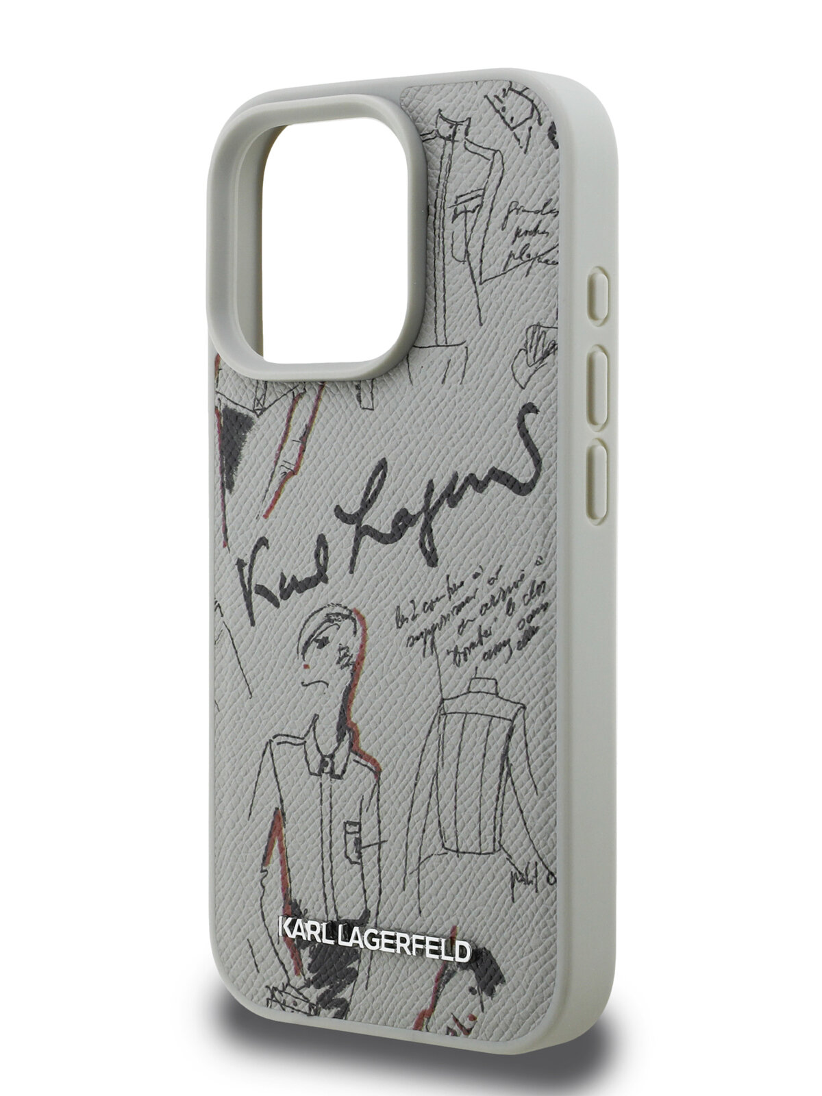 Чехол Karl Lagerfeld для iPhone 16 Pro Max с магнитами MagSafe, из зернистой экокожи, серый