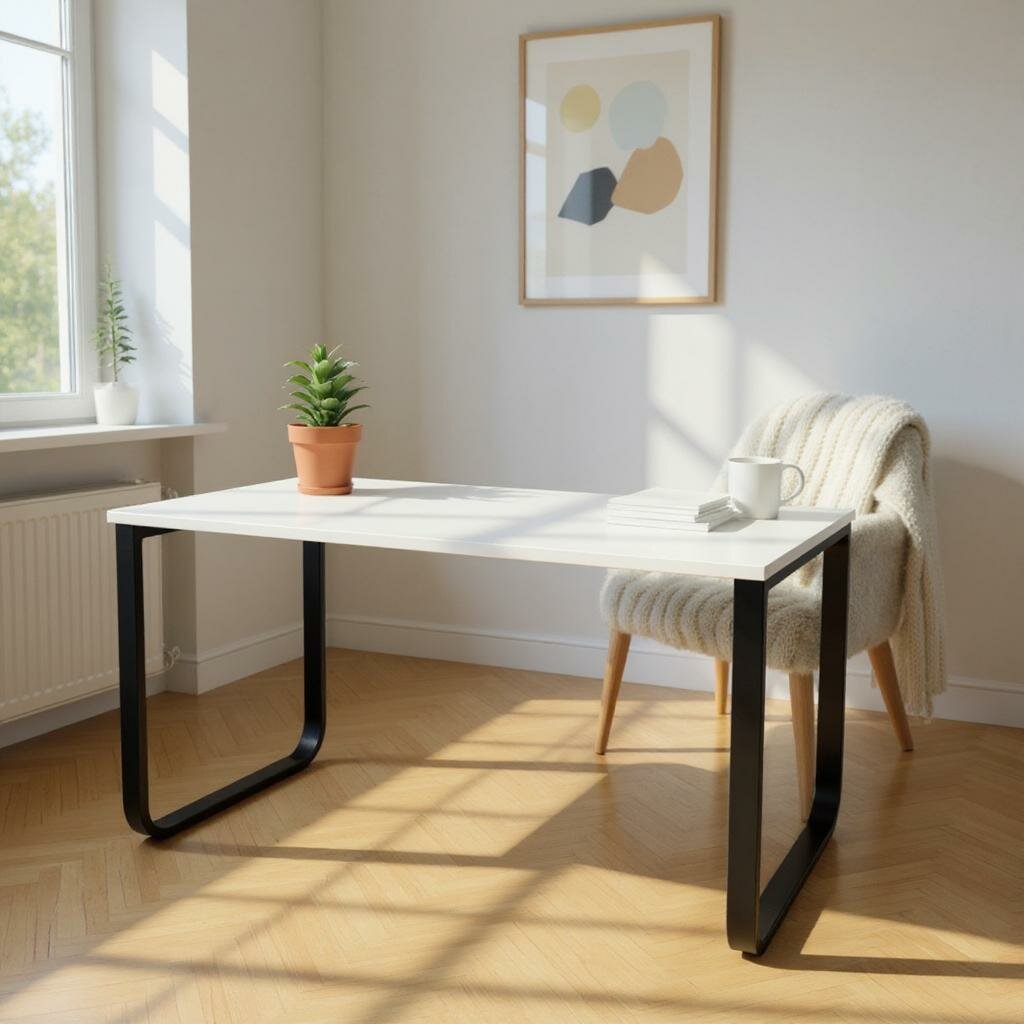 Игровой компьютерный стол/ Лофт, 80*70*75 см, цвет Белый, Ножки лофт черные