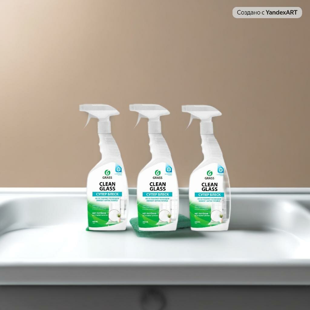 Средство для мытья стёкол, окон, пластика и зеркал Grass Clean Glass, 600 мл, 3 шт
