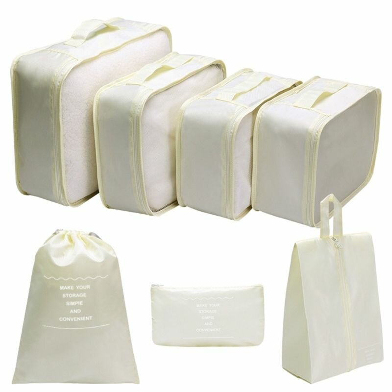 1 комплект из 7 предметов, сумка для хранения одежды деловых поездок-бежевый