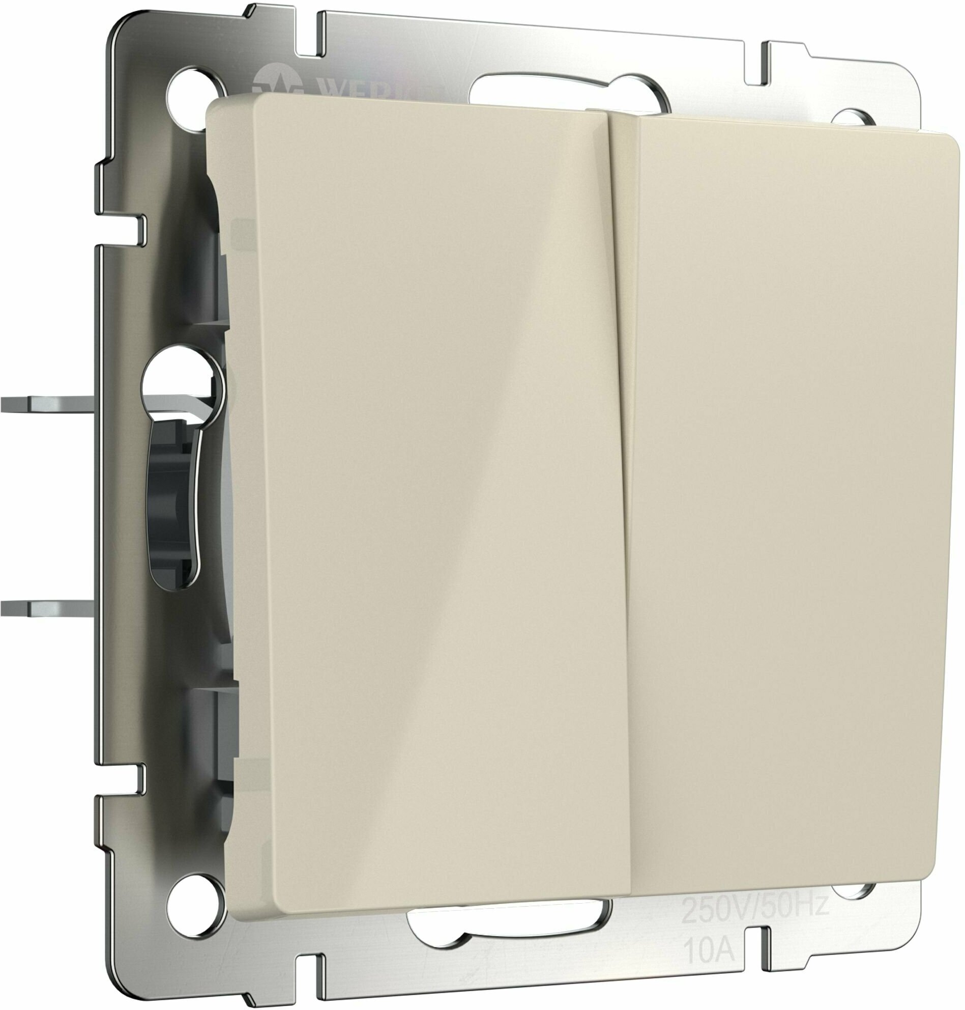 Выключатель Werkel W1122003/ Выключатель двухклавишный проходной (слоновая кость)