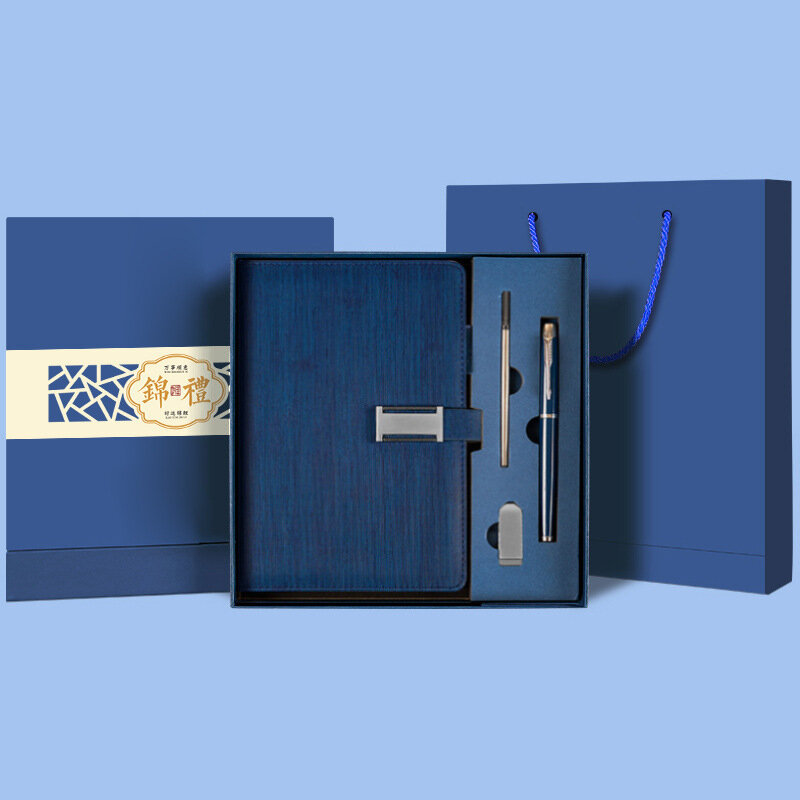 Подарочные коробки, для блокнотов, A5, синяя пряжка, восковая полоска, квадратная, USB-флешка