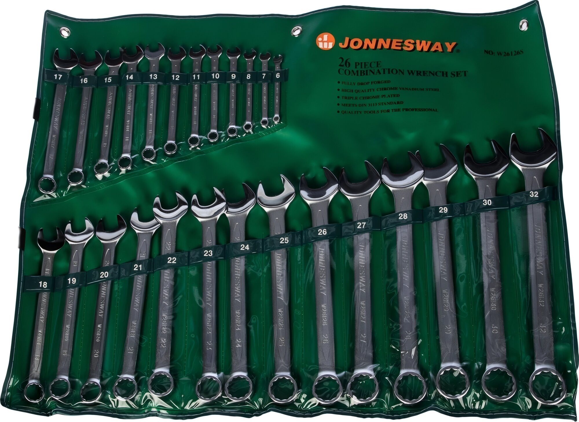 Набор ключей гаечных комбинированных в сумке Jonnesway W26126S