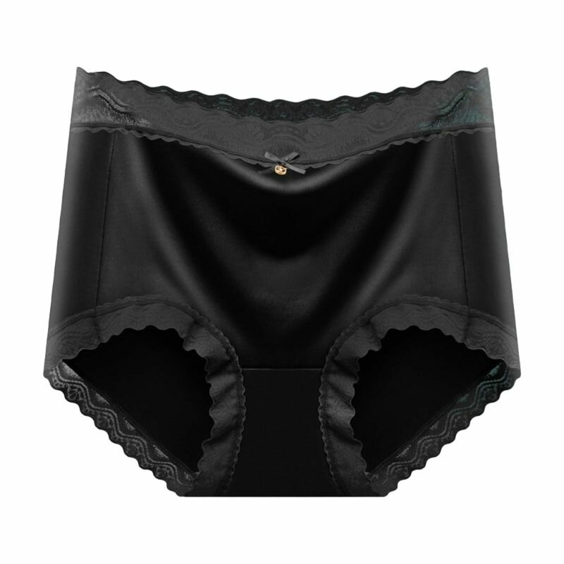 Женские сексуальные кружевные трусики с высокой талией, Черный - M