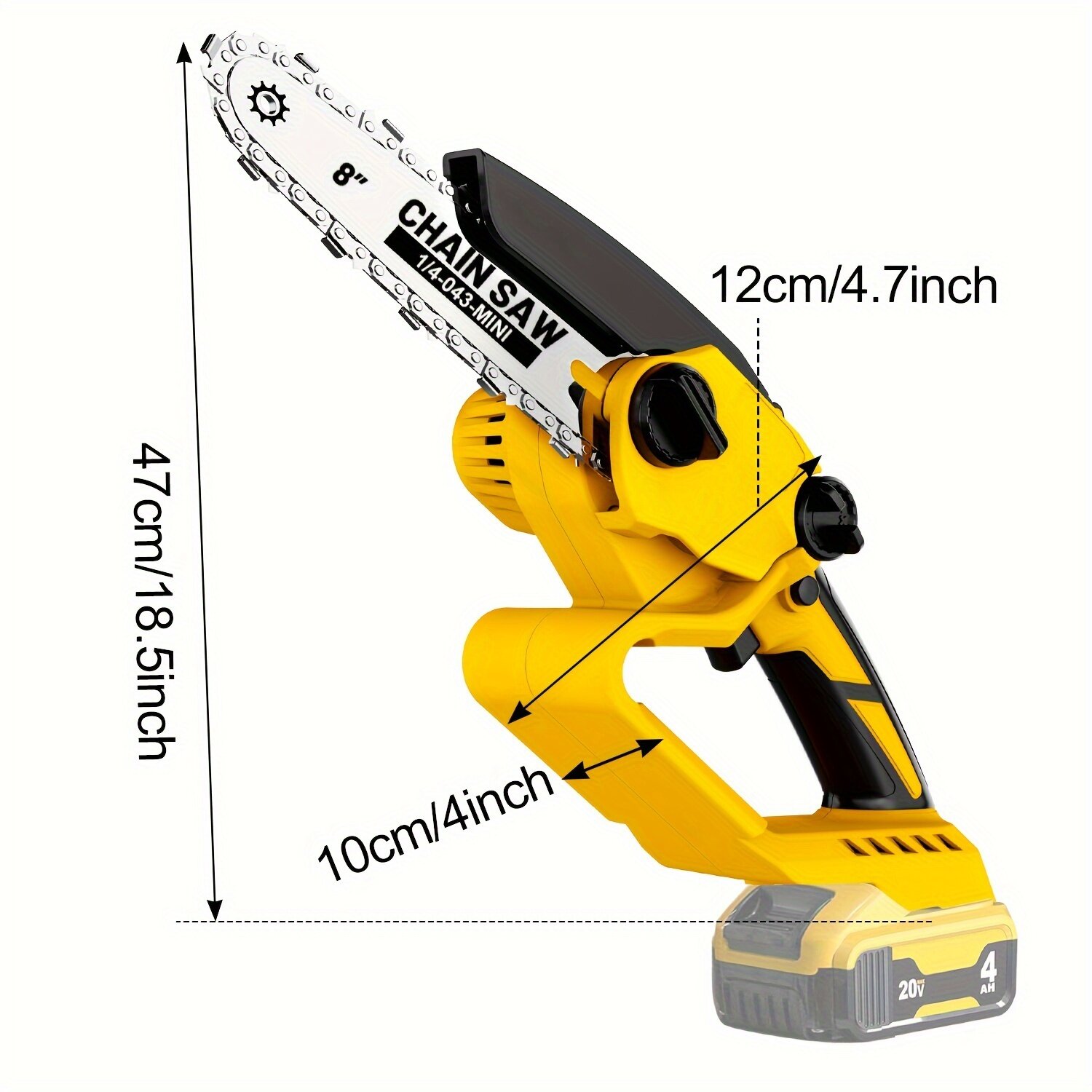 Компактная 8-дюймовая беспроводная мини-цепная пила — ручная электрическая пила для резки древесины, обрезки деревьев и кемпинга — включает 2 цепи