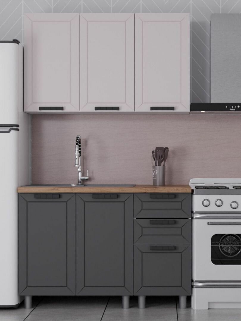 ARNIKA Кухонный гарнитур без столешницы, без ручек 2м Кашемир/Сталь мдф