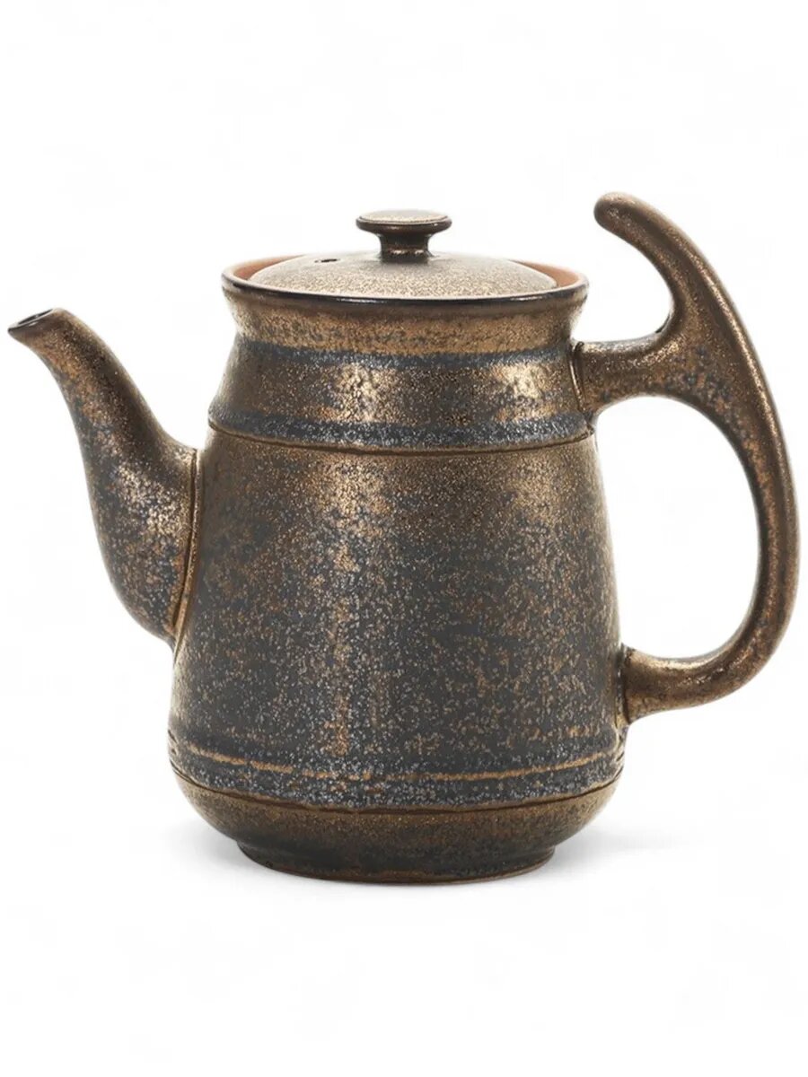 Чайник-кофейник Китобой, керамика, 700мл, коричневый, в стиле Лофт
