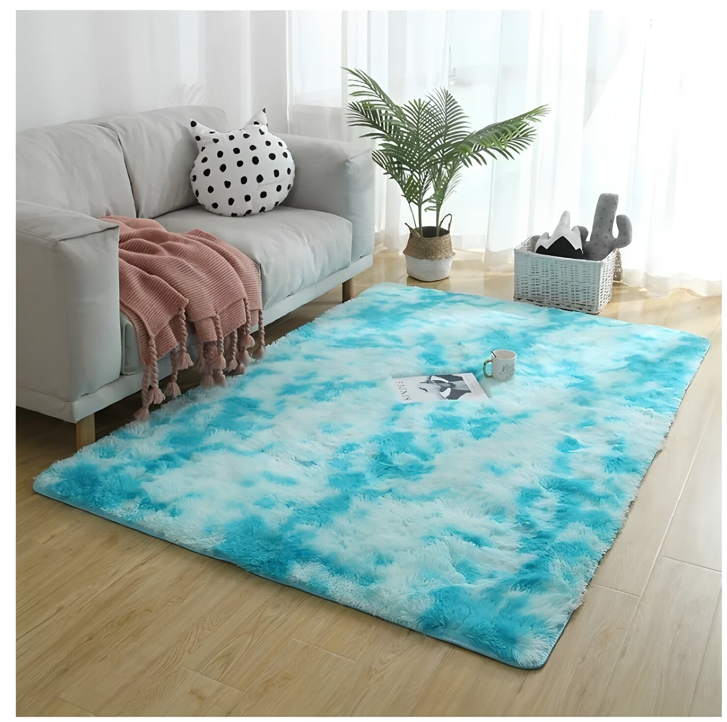 Ковер, искусственный мех, противоскользящая основа, безворсовый