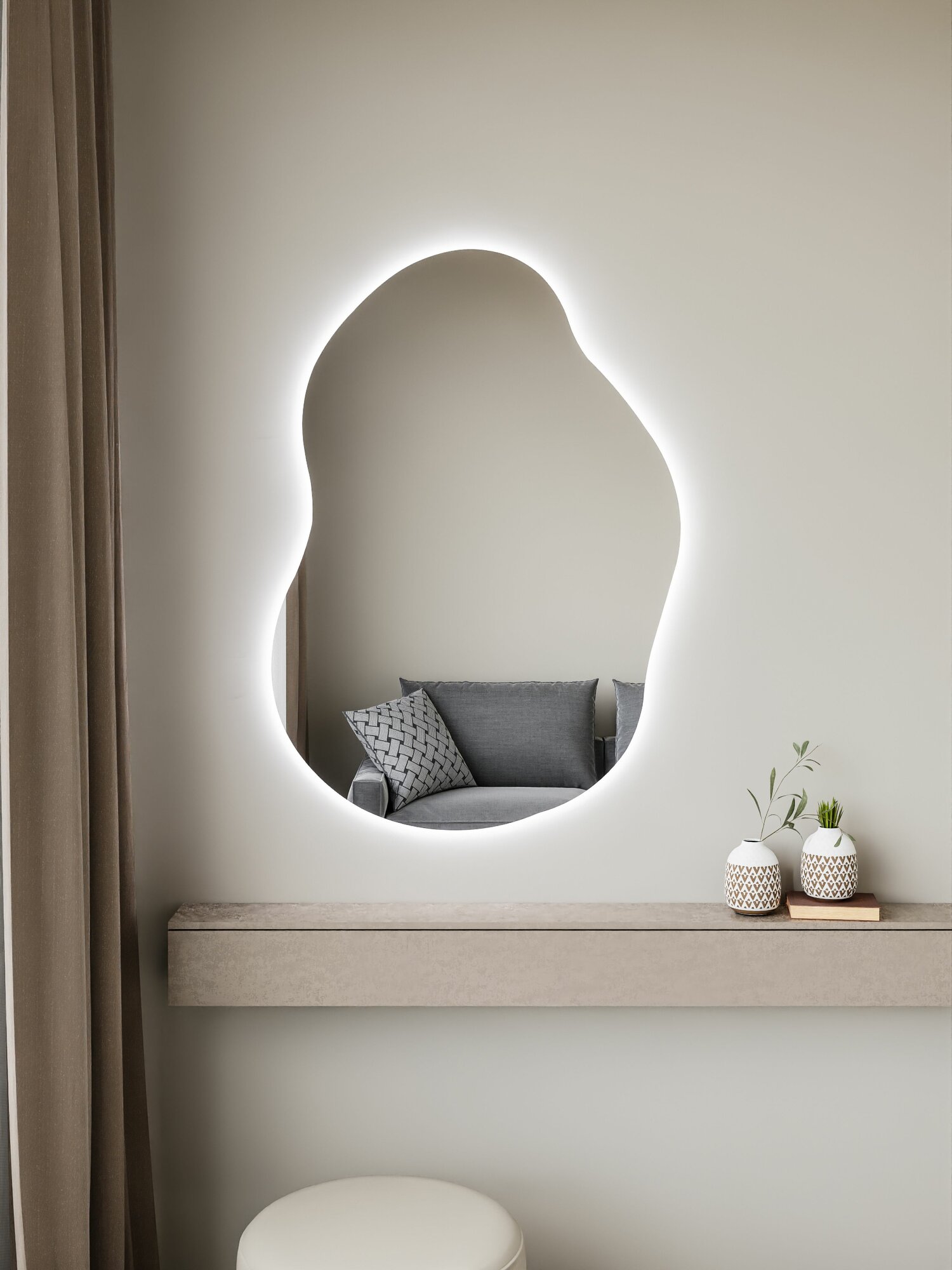 Зеркало настенное 100х80 см. BLX MIRROR М1 фигурное с подсветкой холодный свет 6000К