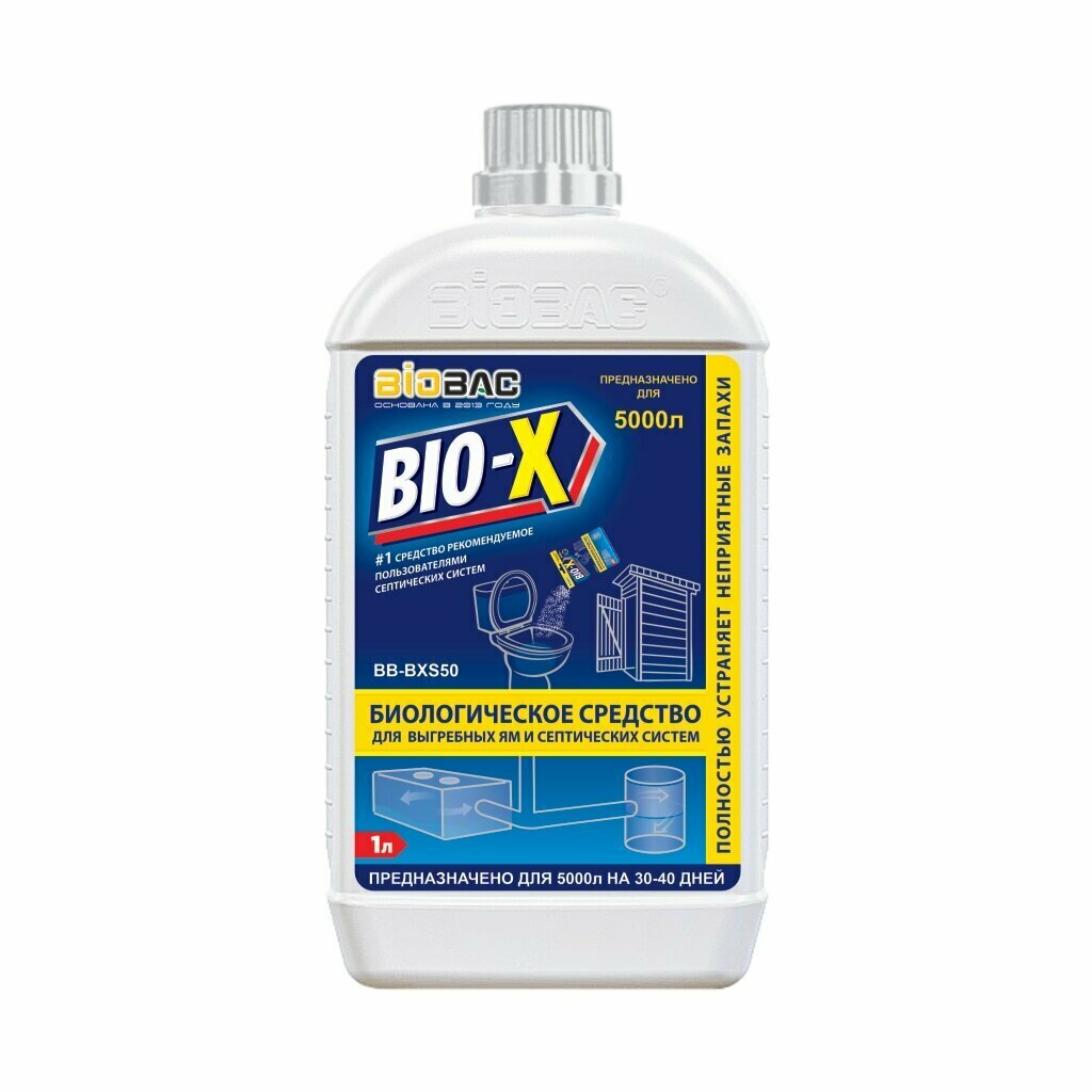 Биосостав для туалетов и выгребных ям Biobac биологическое средство, 1 л, порошок