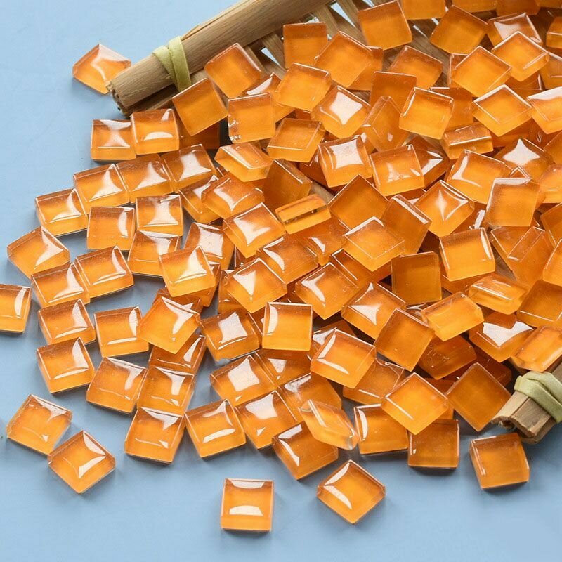 Стеклянная мозаика оранжевый 10х10х4 мм, набор для мозаики DIY 100 шт мозаичные плитки для декора, рукоделия и домашних поделок