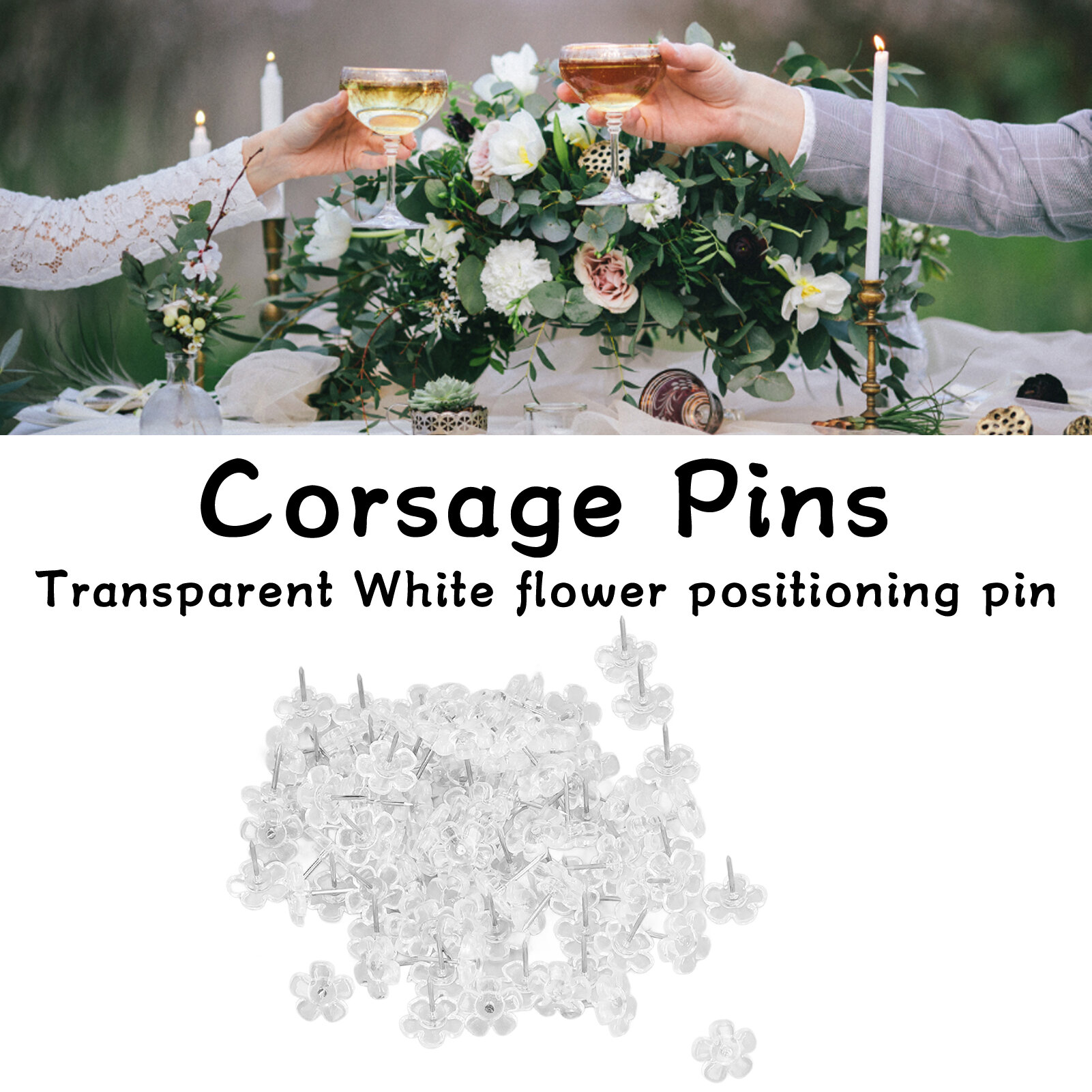 100 шт. булавки для корсажа, прозрачные белые пластиковые булавки для позиционирования головки цветка, булавки для корсажа, украшение для рукоделия