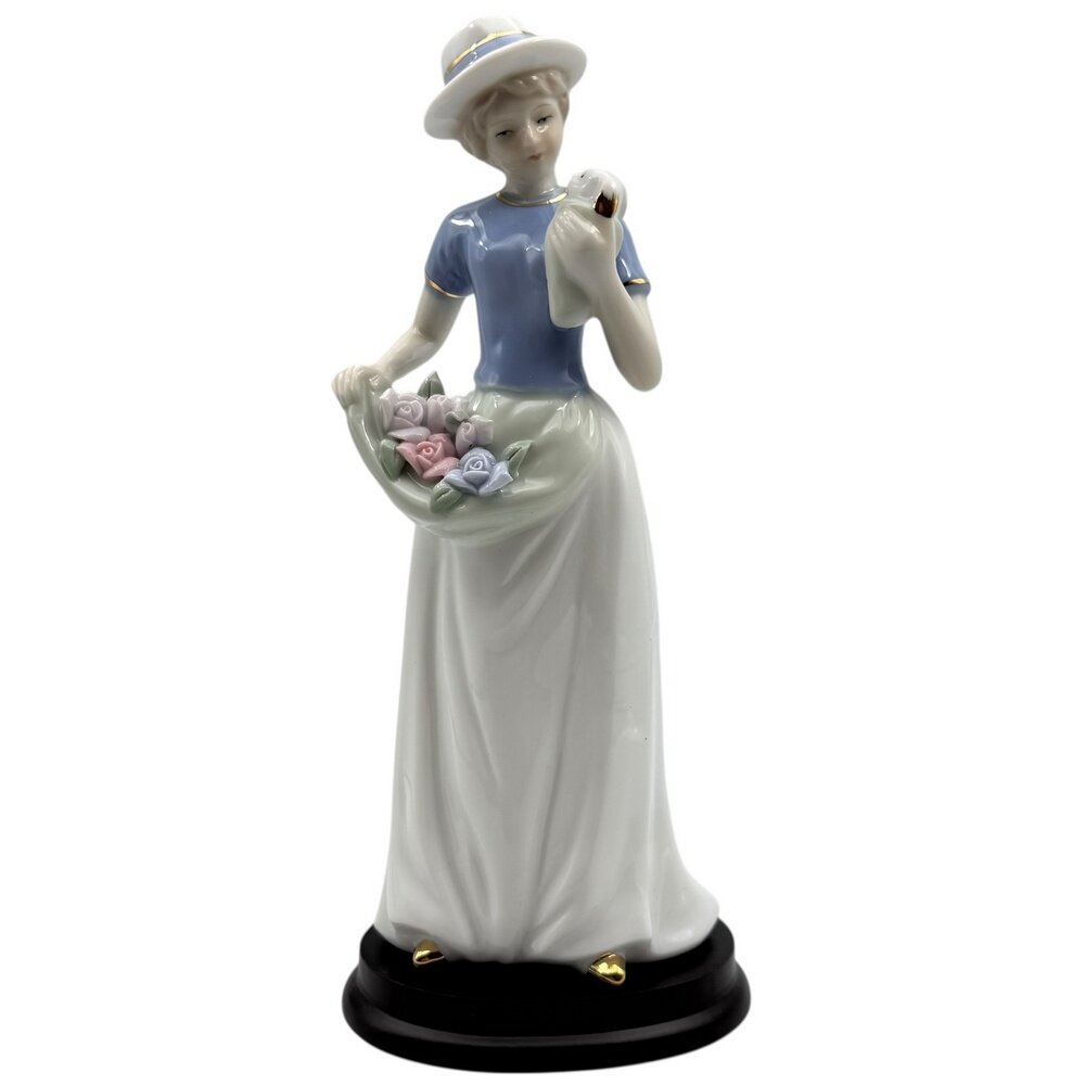 Статуэтка "Девушка с питомцем", 23 см, фарфор, роспись, 1980-1990 гг, PMI, Германия