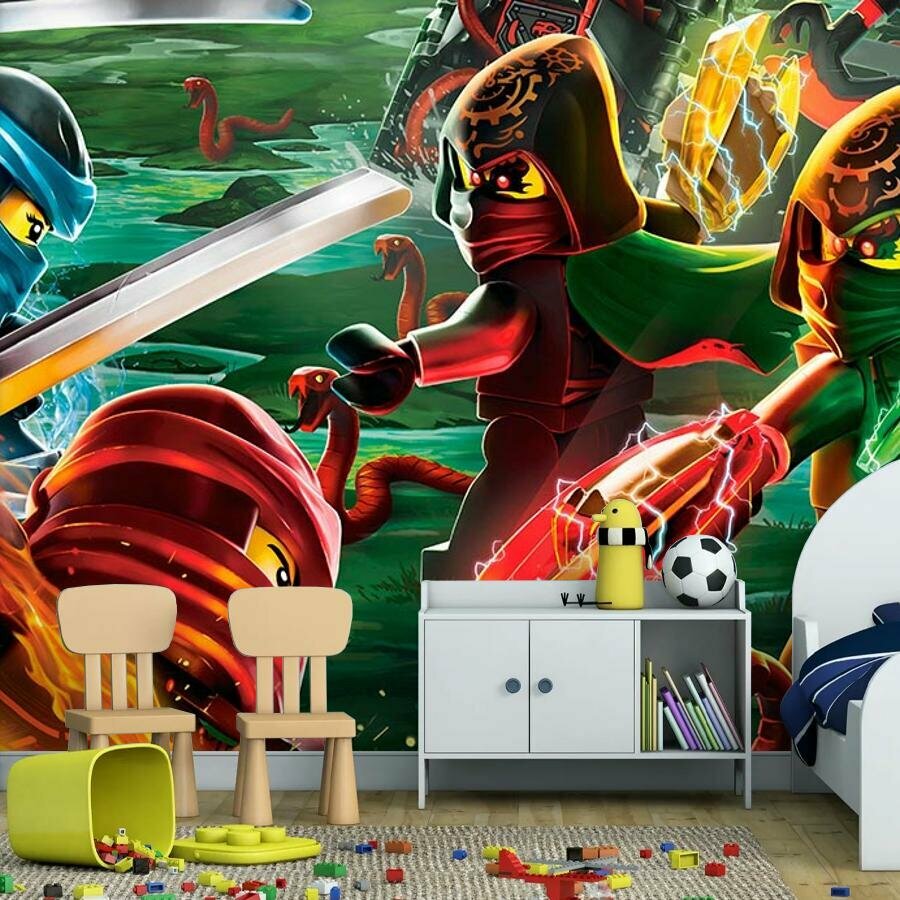 Фотообои Лего Ниндзяго 12-1386-S-Флок 270 x 200 см (ВхШ) Бесшовные, флизелиновые, влагостойкие обои
