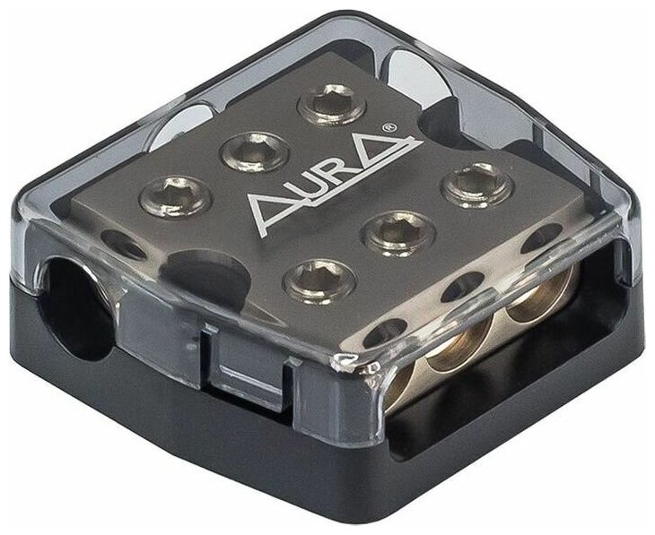 Разветвитель питания Aura FHD-348N, 3x4Ga вход, 3x4/8Ga выход, черный