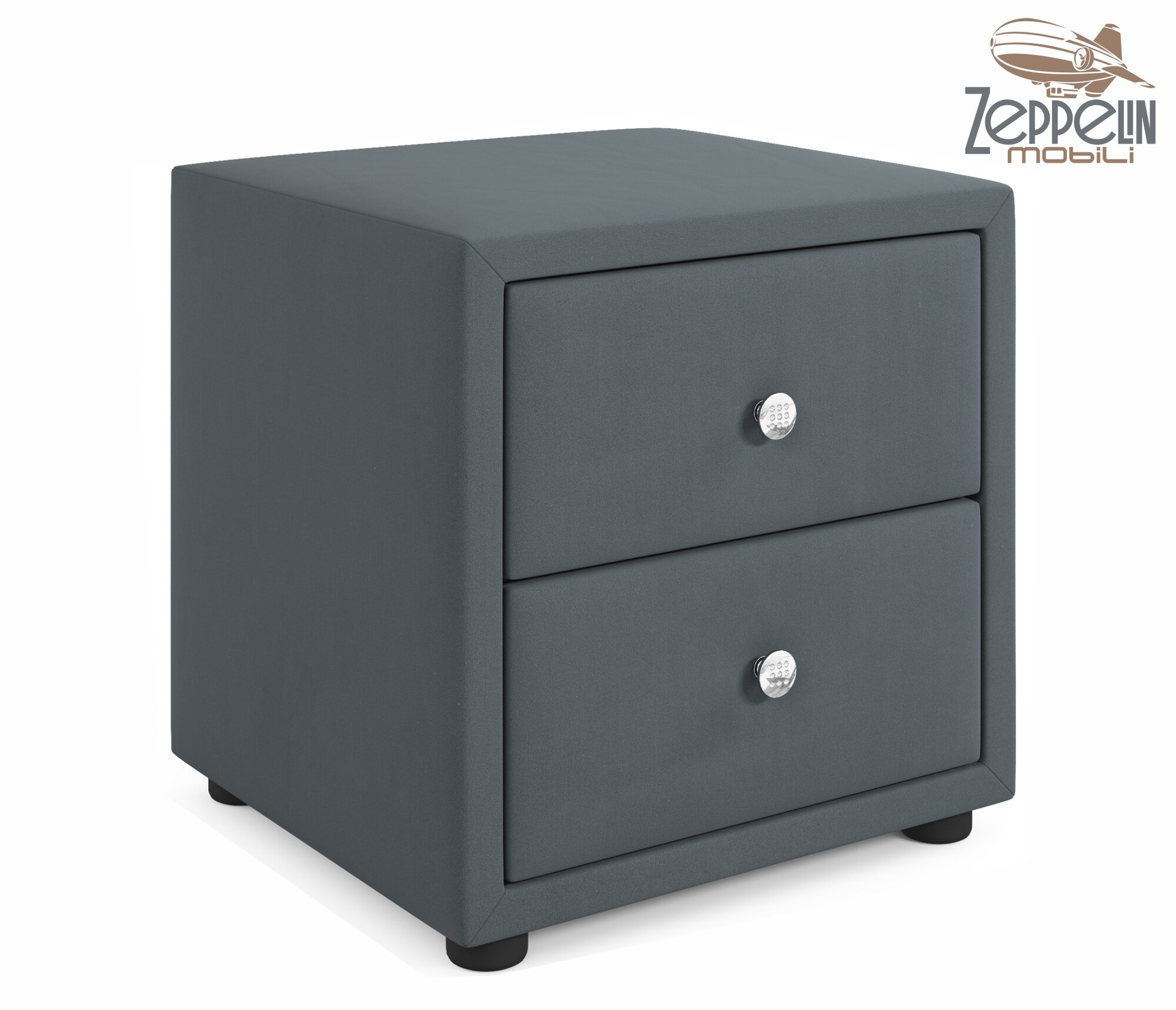 Тумба прикроватная Zeppelin Mobili "Cubo", с ящиками, мягкая обивка, велюровая, серая