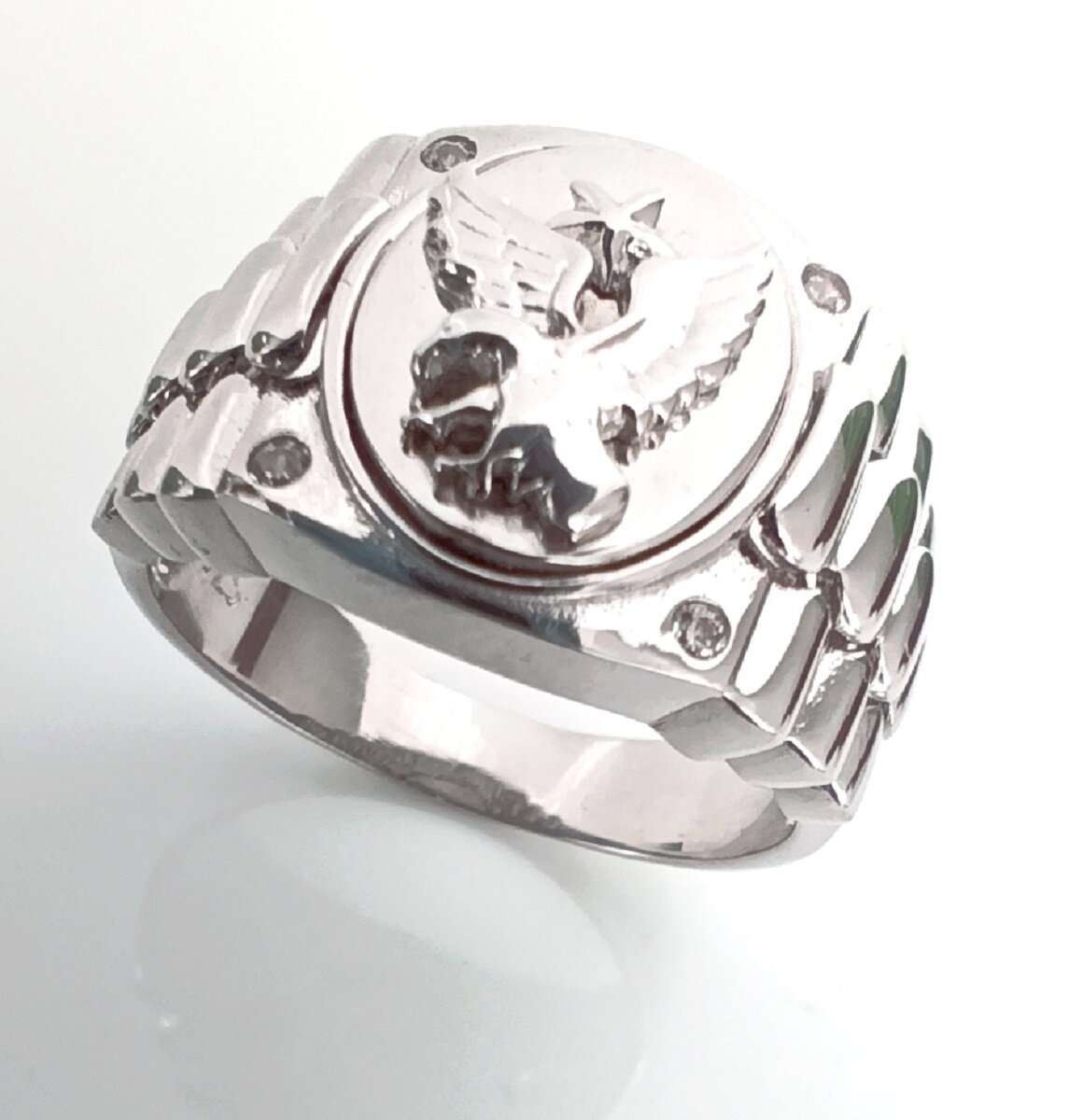 Печатка, серебро, 925 проба, родирование, фианит
