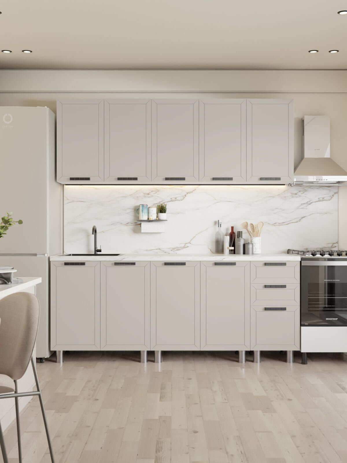 Кухонный гарнитур «Линда» 2,0м, прямой, со столешницей, мебель для кухни, без мойки, кашемир