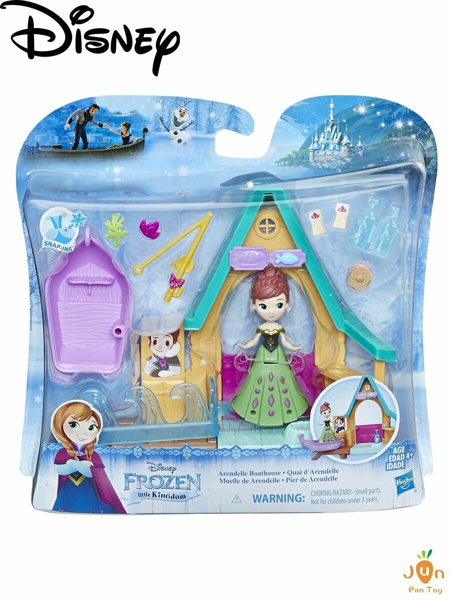 Hasbro Disney Frozen Little Kingdom Arendelle Boathouse Anna / Детские игрушки-плавучие дома Дисней с Фигурка и аксессуарами Анна, подходящие для детей от 4 лет и старше