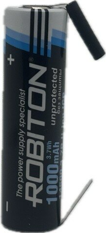 Аккумулятор ROBITON 14500 1000мАч с лепестковыми выводами под пайку PK1 (без защиты)