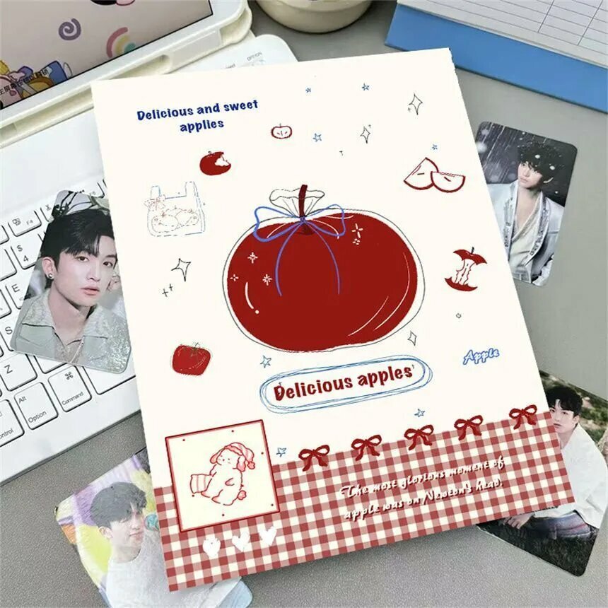 Альбом с рисунком яблока, предназначенный для хранения 3-дюймовых фотографий, по 4 листа на страницу, всего 20 страниц